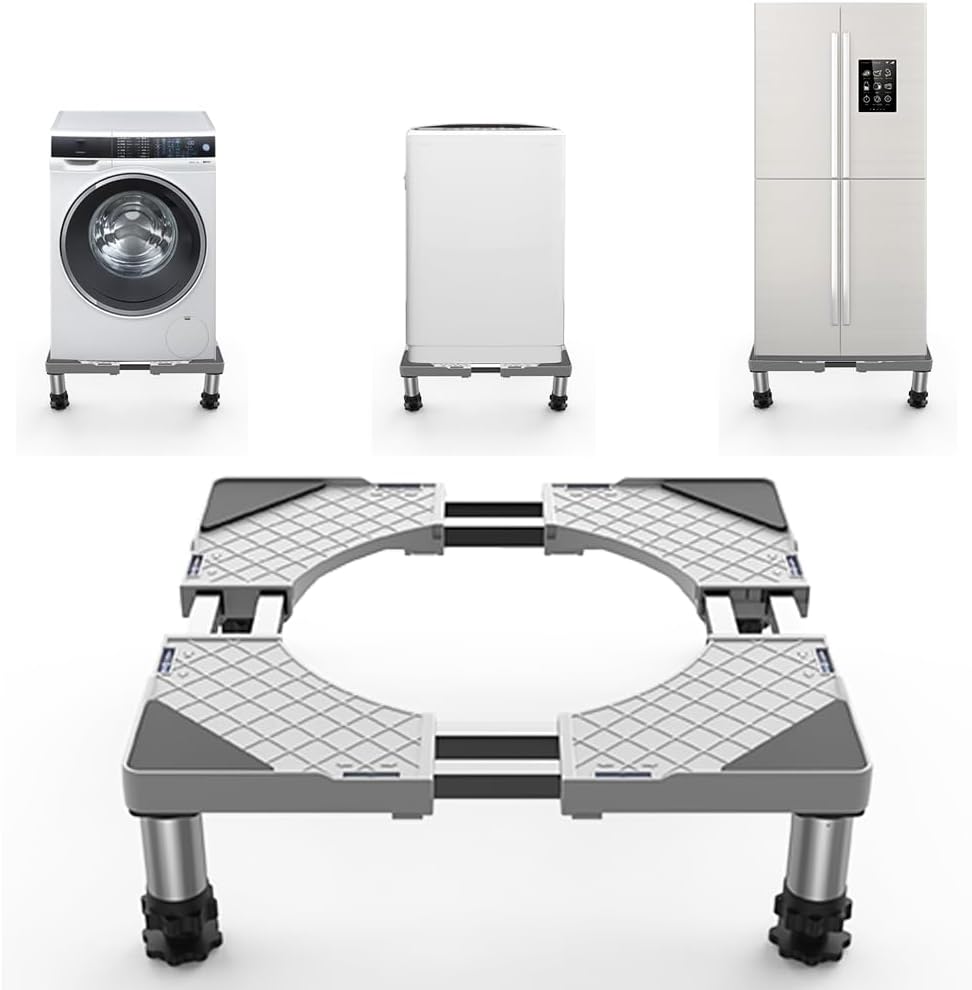 Amazon.co.jp: DEWEL 洗濯機 台 冷蔵庫 台 4足鋼管8本式 かさ上げ台 冷蔵庫置き台 昇降可能 奥行/幅:54.5～69cm 高度調節12.5~15.5cm 耐荷重 ...