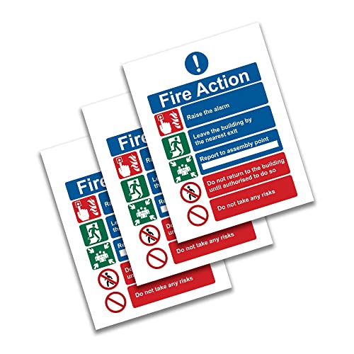 Stcky Fire Action Notice Vinyl Sign – 15 x 20 cm Ideal Sized Fire ...