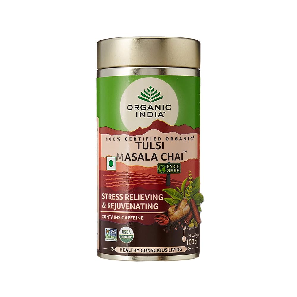 Organic India Tulsi Assam Masala Chai Powder, 100 Gm Tin : Amazon.in ...