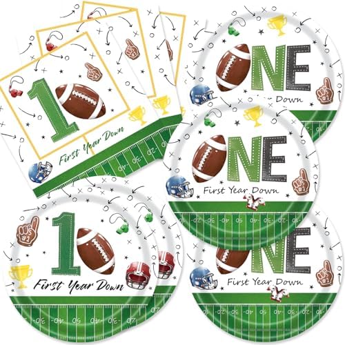 Amazon.com: 40Pcs White First Year Down Birthday Football Party ...