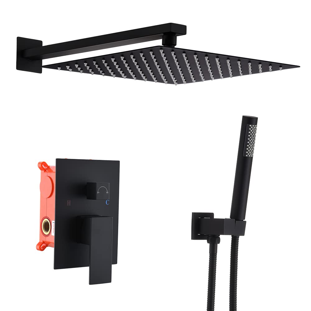 matte black Shower System bathroom Shower Faucets Sets Complete Wall ...