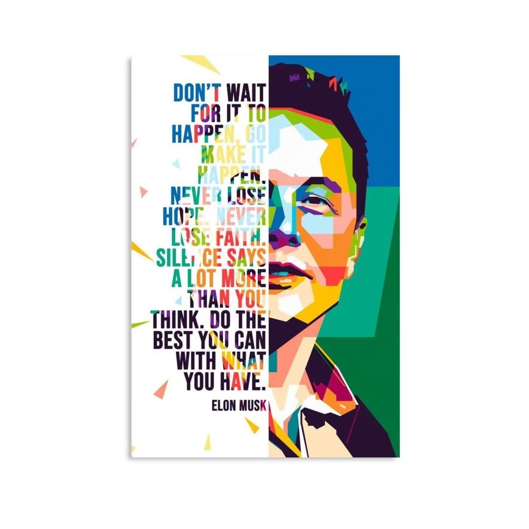 Amazon.com: Elon Musk Poster Canvas Painting Wall Art Picture for ...