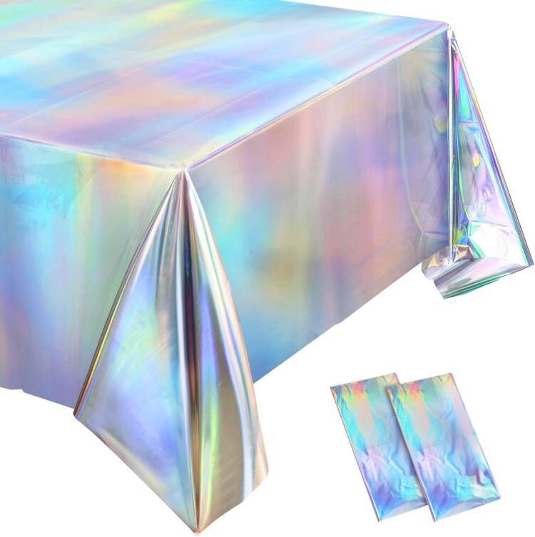 Amazon.com: BRAVESHINE Disposable Iridescent Tablecloth - Holographic ...