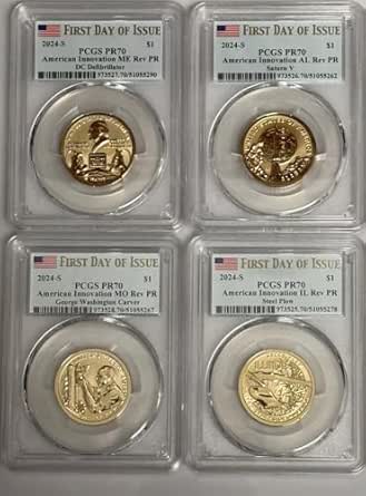 2024-S American Innovation Dollar Reverse Proof Set, PCGS PR70, First Day of Issue, 4-Coin ...