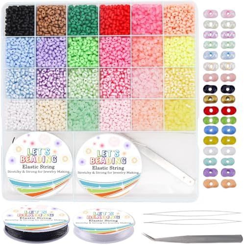 Amazon.com: JOJOPLAY 8400Pcs Glass Seed Beads Kit,10/0, 2mm, Tiny Beads ...