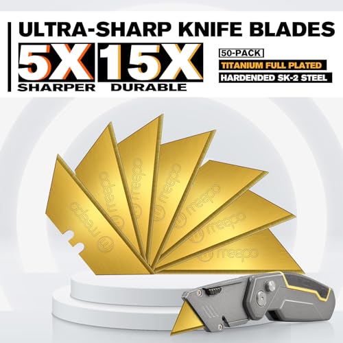 Snapklik.com : 50-Pack Utility Knife Blades, Titanium Fully Plated ...