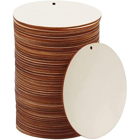 Amazon.com: 40 Pack Round Wood Tag Wooden Circles for Craft Wooden ...