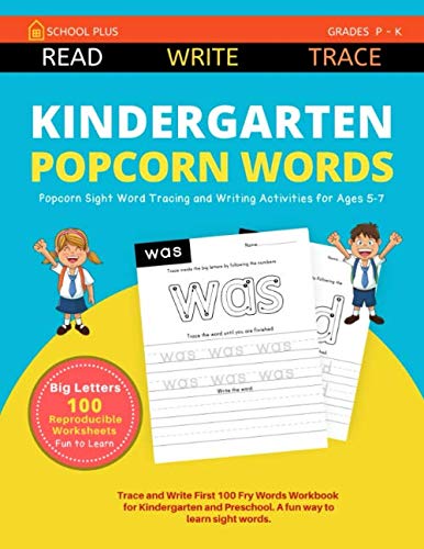 Kindergarten Popcorn Words: Popcorn Sight Word Tracing and Writing ...