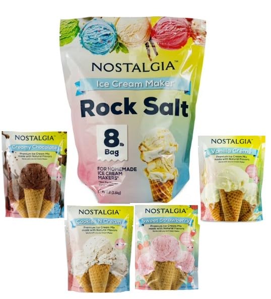 Amazon.com: Nostalgia Ice Cream Starter Pack - Ice Cream Maker Rock ...