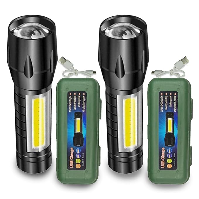 THACKER Mini Search Rechargeable LED Long Range Flashlight Emergency ...