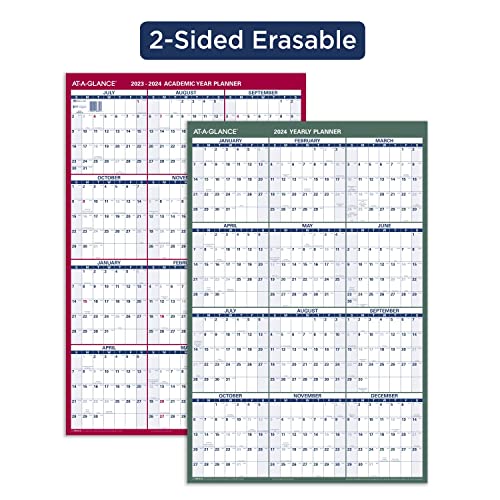 Snapklik.com : AT-A-GLANCE 2023-2024 Erasable Calendar, Dry Erase Wall Planner, 24 X 36, Large ...