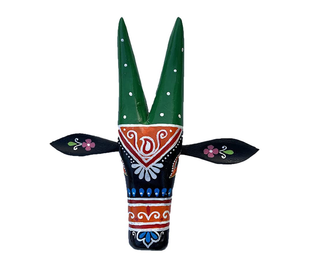 Buy Craftooba 7 Inches ref Hand-Painted Cow Head Black-Green | Bull ...