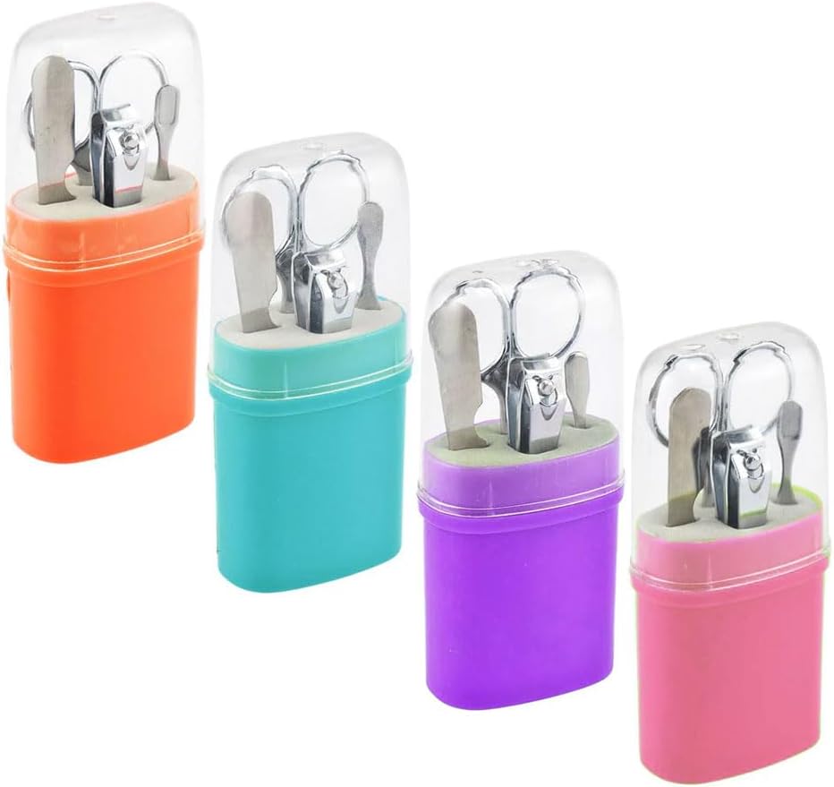 Amazon.com: 4 Pc Manicure Set Stainless Steel Grooming Kit Compact ...