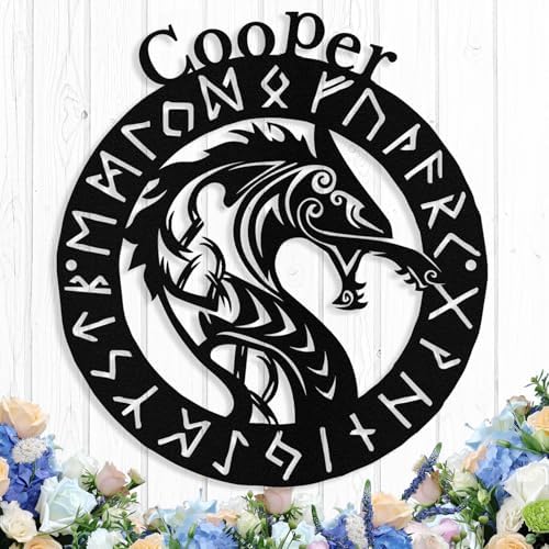 Amazon.com: Custom Dragon Metal Sign with Runes, Custom Dragon Viking ...