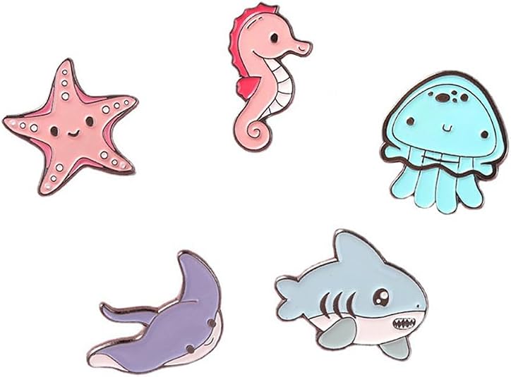 Amazon.com: 5PCs Ocean Series Animal Badges Brooch Marine Life Cartoon ...