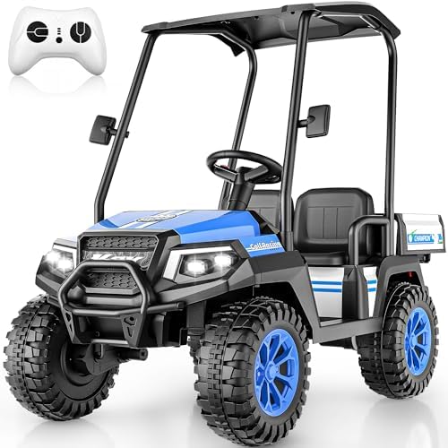 Amazon.com: 24V Kids Golf Cart w/Detachable Awning–4WD 2 Seater Ride on ...
