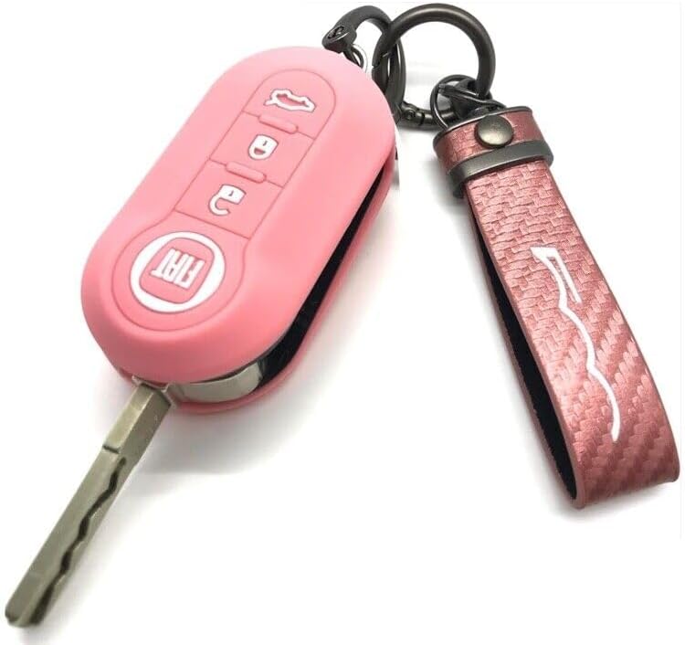 Nordecco - Silicone Key Cover With Key Ring Fits For Fiat 500 500L ...