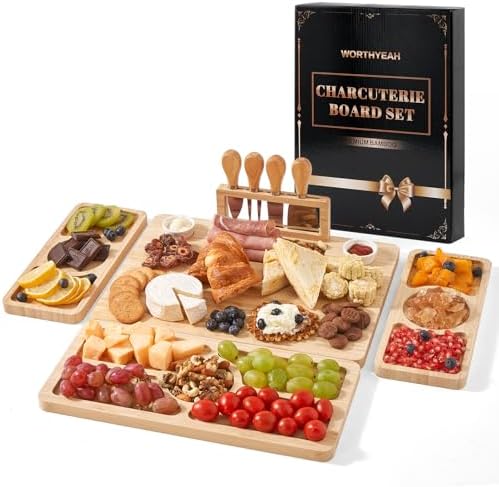 Bamboo Charcuterie Boards, Large Easter Charcuterie Board Set with ...