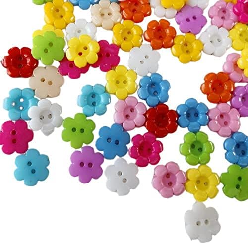 Amazon.com: BaoQiu 100 Pieces Round Flower Buttons Size 1/2 Inch for ...