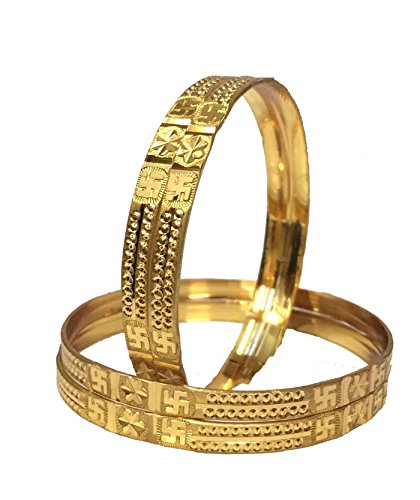 Buy Gold Plated Swastik Design 4 PC Bangles Online at Low Prices in ...