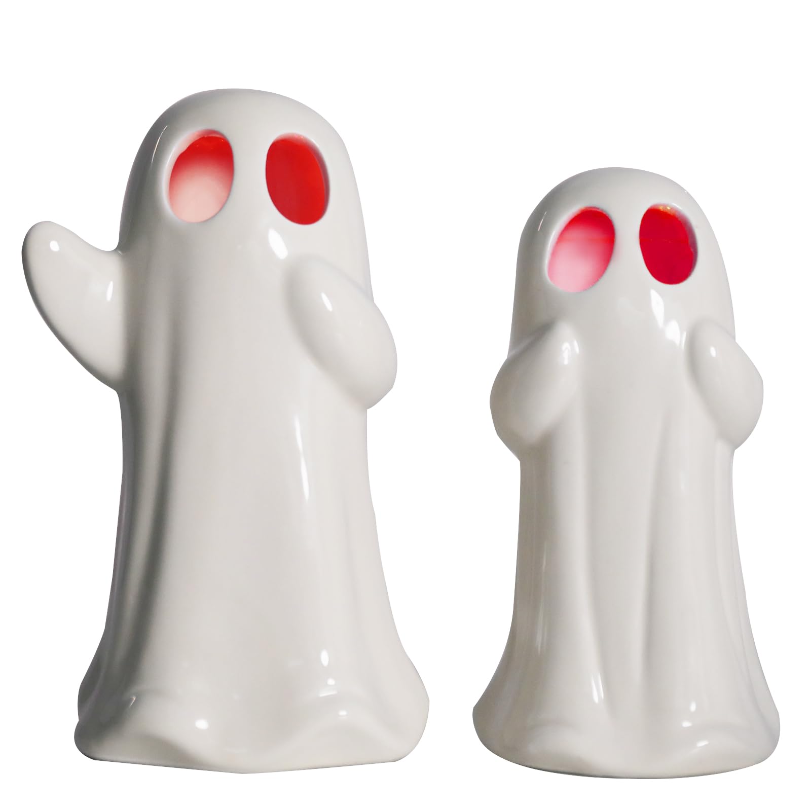 Amazon.com: Yinns 2 Pcs Ceramic Light Up Ghost Figures Set Ghost Statue ...