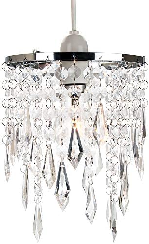 Modern Crystal Ceiling Pendant Light Shade,Easy Fit Shade,Chrome Plated ...