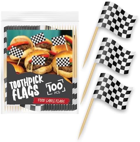 Amazon.com | 100pcs Mini Checkered Toothpick Flags, Black&White Mini ...