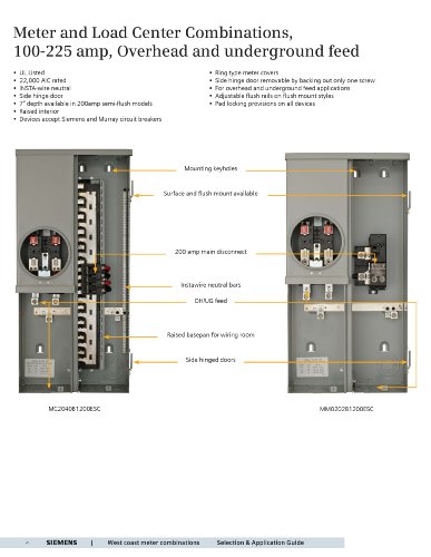 Siemens MC2040B1200EFC 20 Space 40 Circuit 200-Amp Flush Mount Meter ...