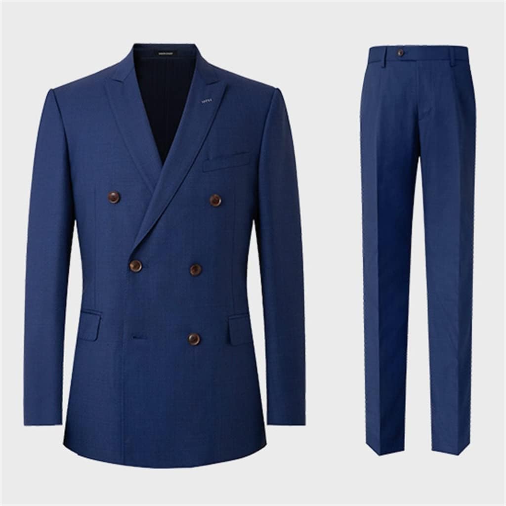 Amazon.com: n/a Suit Suit Men's Blue Business Casual Double Breasted ...