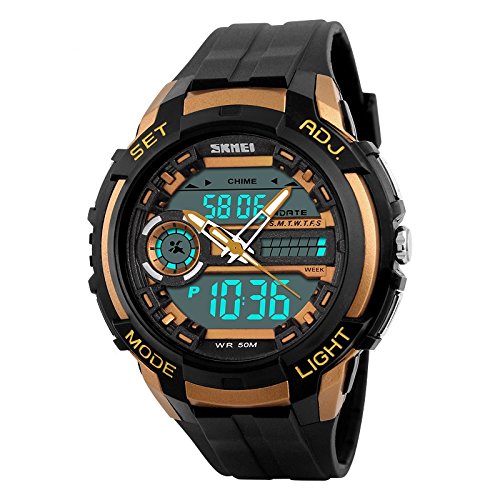 Elios Analogue-Digital Gold Dial Men's Watch - Skm-Ad1202-Gold : Amazon ...