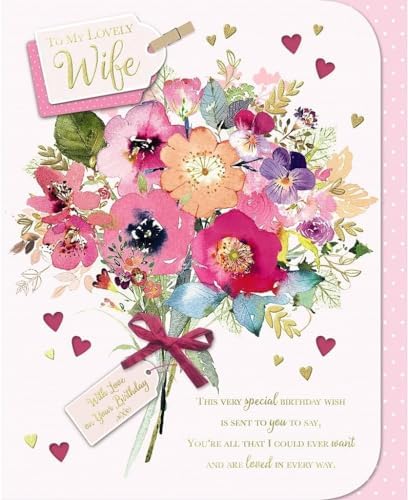 Carte Blanche Lovely Wife Large Boxed Birthday Card - Colourful Bouquet ...