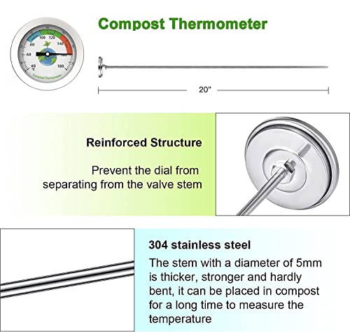 Compost Bin, Soil Thermometer, Outdoor Composter Bin, Easy Assembling ...