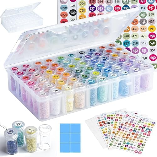 Amazon.com: Diamond Painting Storage Boxes, 60 Slots Bead Storage with ...