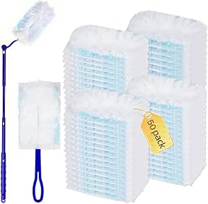 50 Pack Disposable Duster Refills Kit (Blue,50 Refills+2 Handles ...