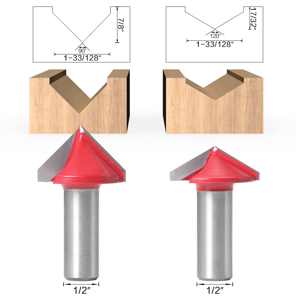 Snapklik.com : WSOOX 90 120 V-Groove Carbide Router Bits Set
