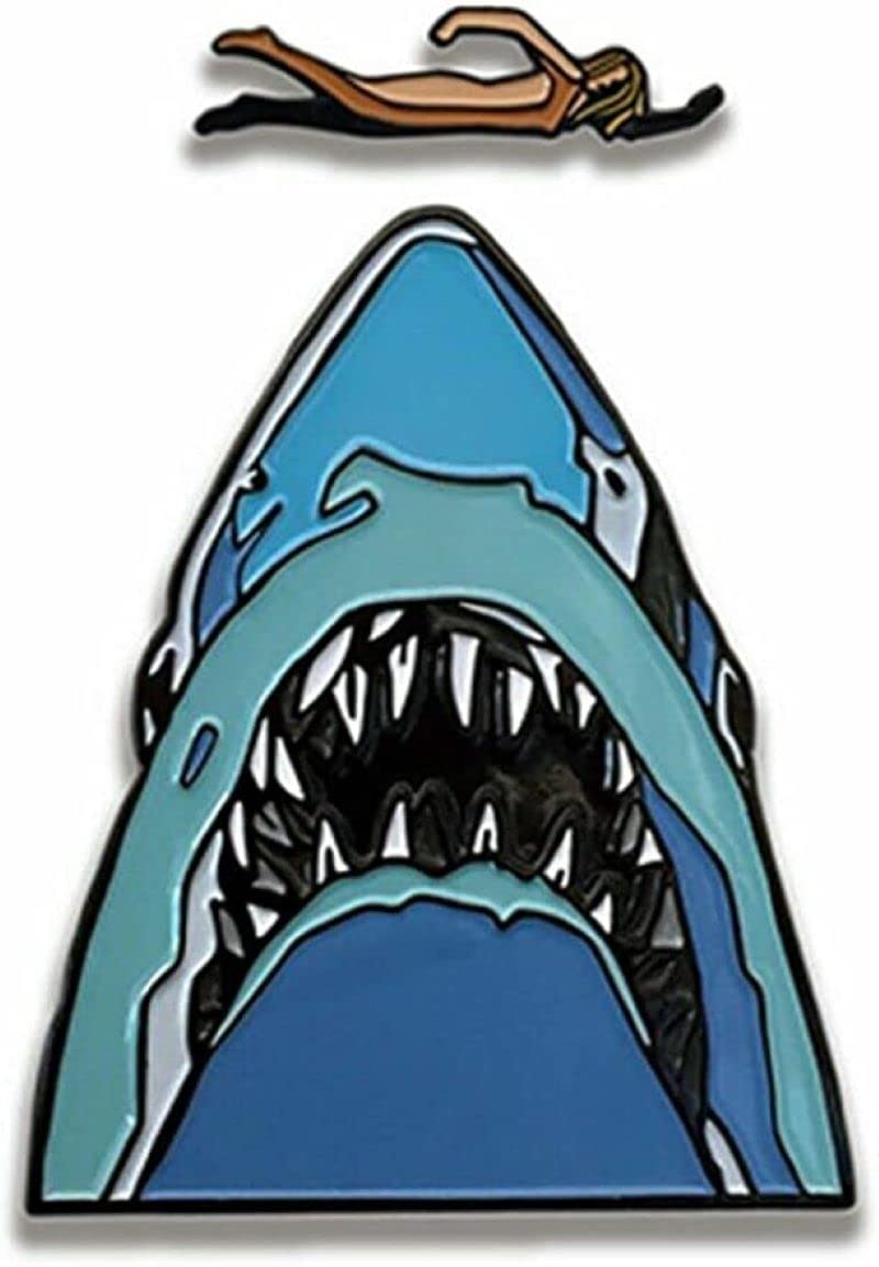 Amazon.com: Jaws Midnight Swim Shark Enamel Metal Pin Set of 2 ...
