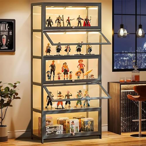 Amazon.com: ZORPLIX Display Cabinet with LED Lights, Glass Display Case ...