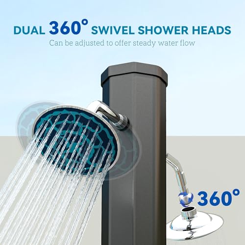 Outsunny 9.2 Gal Solar Heated Outdoor Shower, 2-Section 7.1F Outdoor ...