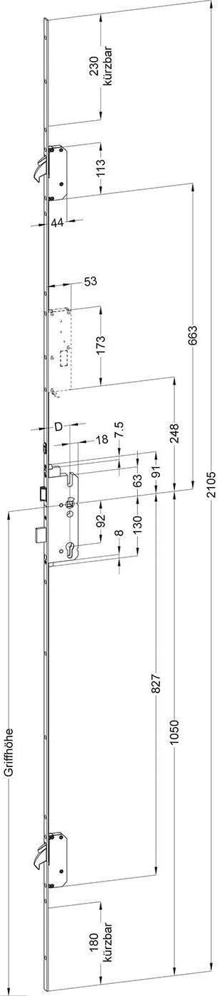 Winkhaus Automatikverriegelung T-AV3-F2460/45 92/8 M2, Dorn 45, DIN ...