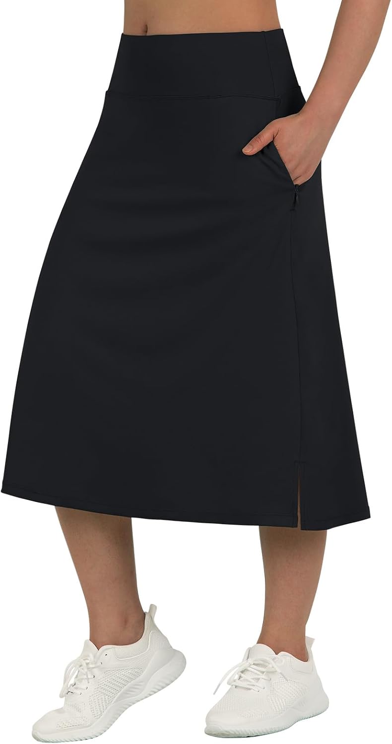beroy Women 28" Long Skorts for Woman with 2 Pockets Modest Skirt with ...