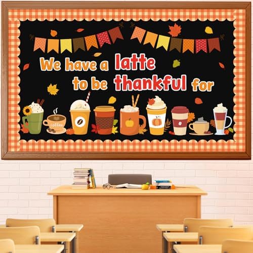 Amazon.com: Thanksgiving Latte Bulletin Board Set Fall Coffee Cup ...