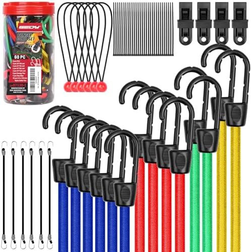 ELEAD 33 Piece Premium Bungee Cords Assortment Jar, Includes 10", 18 ...