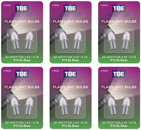 TBE LIGHTING Replacement 2D 2.4 Volt, 0.7A Bayonet Base P13.5 Krypton ...