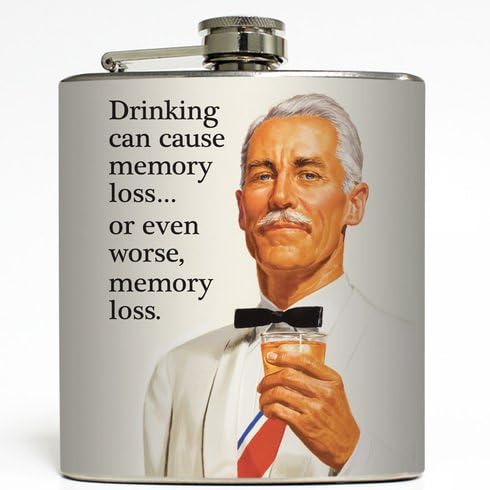 Amazon.com | Drinking Can Cause Memory Loss - Liquid Courage Flasks - 6 ...
