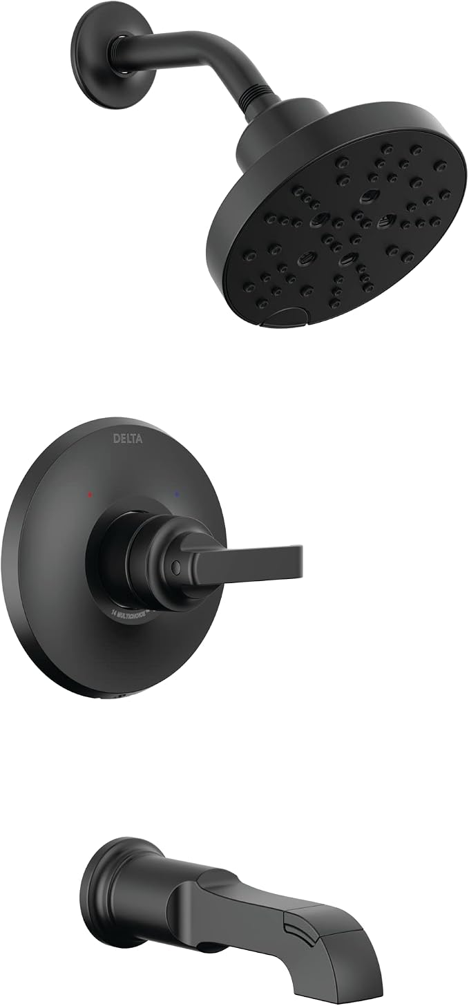 Delta Tetra 14 Series H2Okinetic Bathtub and Shower Faucet Set, Matte ...