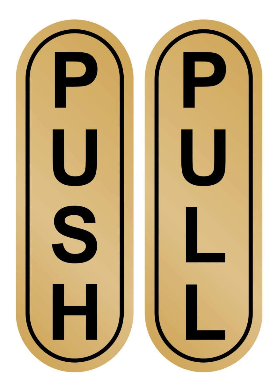 Creative Graphics Push Pull Metal Sign Stickers Self Adhesive Stainless ...