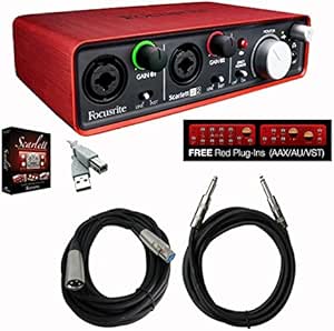Focusrite Scarlett 2i2 USB Audio Interface with Plugin Suite and Cables ...
