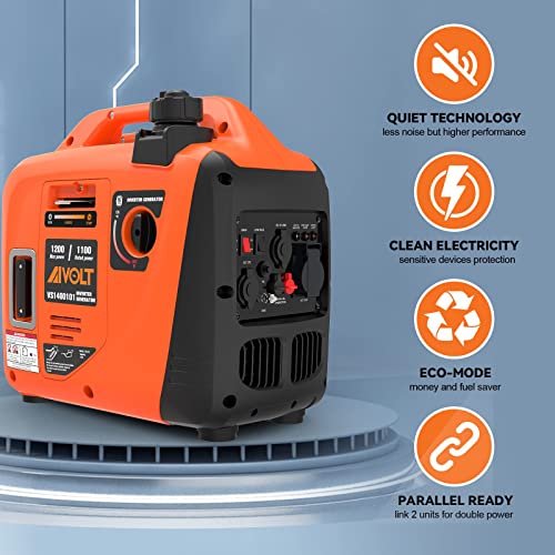 AIVOLT 1200W Petrol Inverter Generator 4 Stroke Portable Silent ...