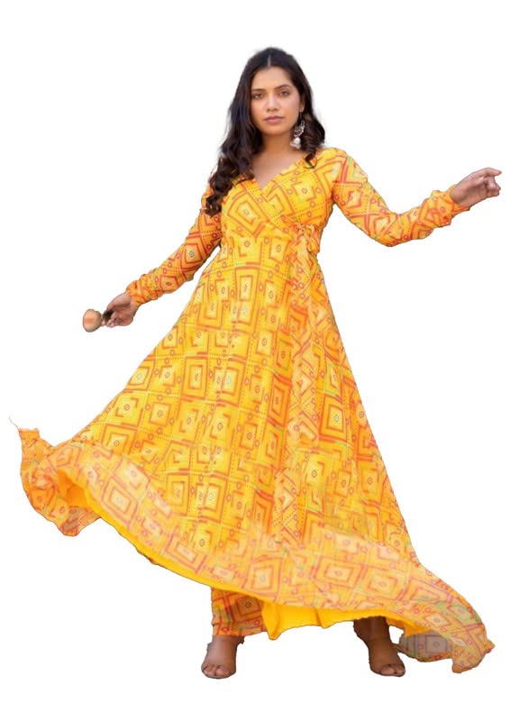 Buy kuster HARIKRISHNA Creation Women's Georgette Round Neck A-Line ...