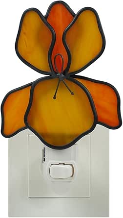 BOXCASA Iris Flower Decor Stained Glass Night Lights Plug Into Wall ...